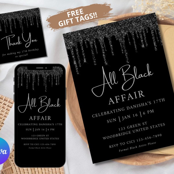 All Black Attire Invitation - Etsy