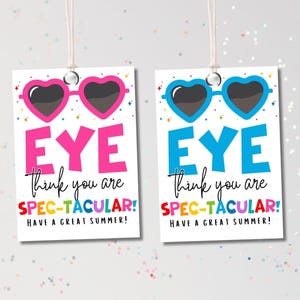 End of the Year SUNGLASSES Gift Tags, EYE Think You're Spec-tacular ...