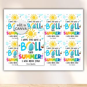End of School Ball Gift Tag, Hope You Have a Ball This Summer Gift Tag ...