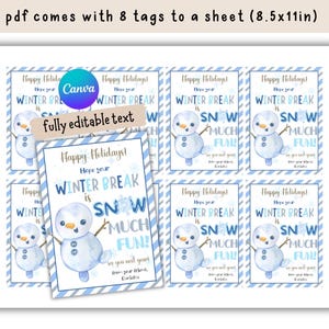 Hope Your Winter Break is Snow Much Fun Printable Tag,winter Break Tag ...