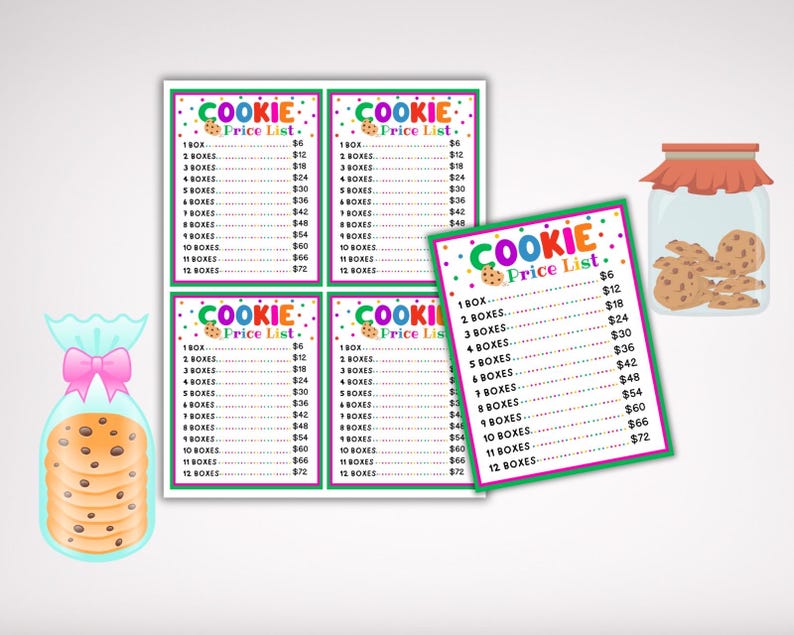 Girl Scout Cookie Price Chart & Sign (digital Download) - Etsy