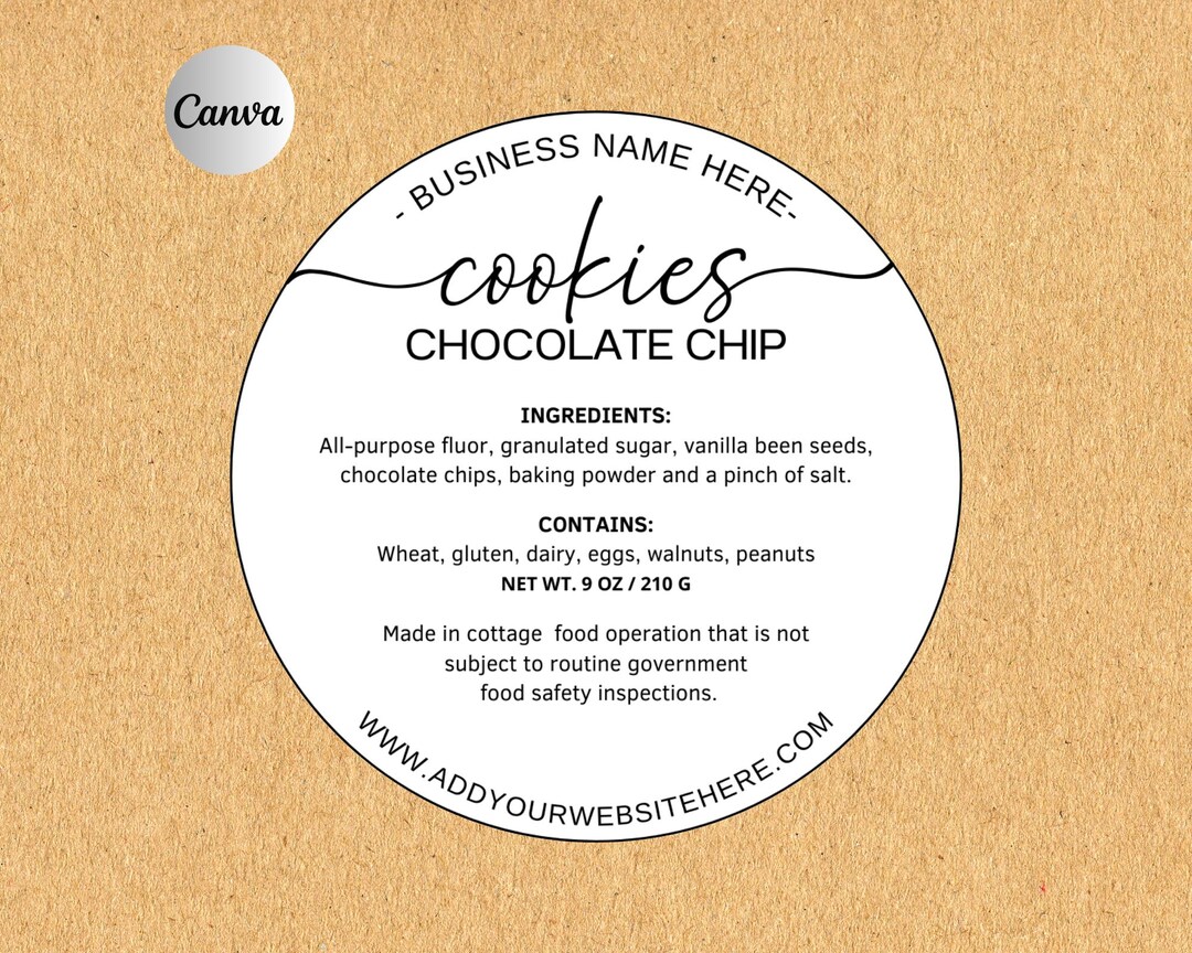 Cottage Food Label, Cottage Baking Label, Printable Food Label, Home ...