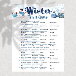 Winter Trivia Game, Printable Winter Games, Winter Game for Adults ...