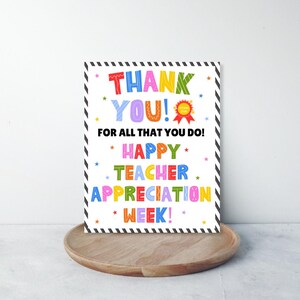 Teacher Appreciation Week Sign: Printable Thank You Poster (digital ...