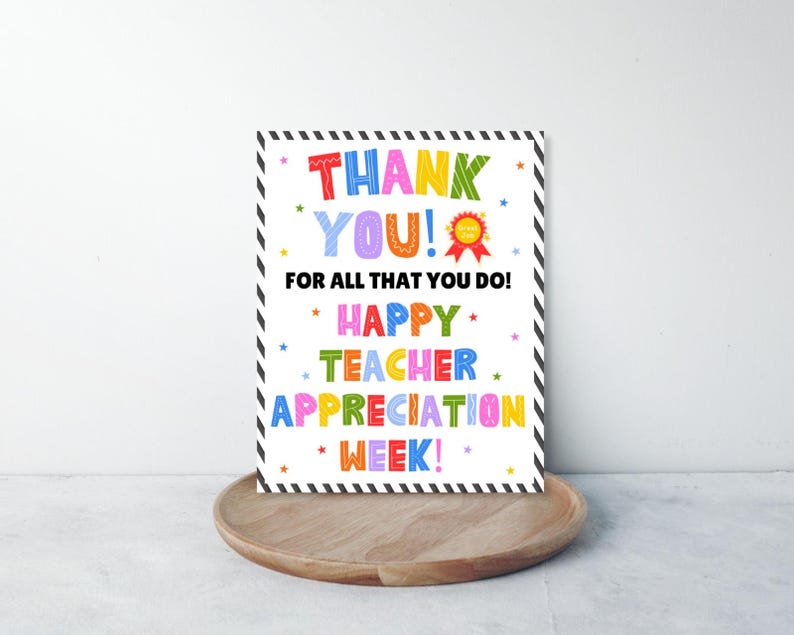 Teacher Appreciation Week Sign: Printable Thank You Poster (digital ...