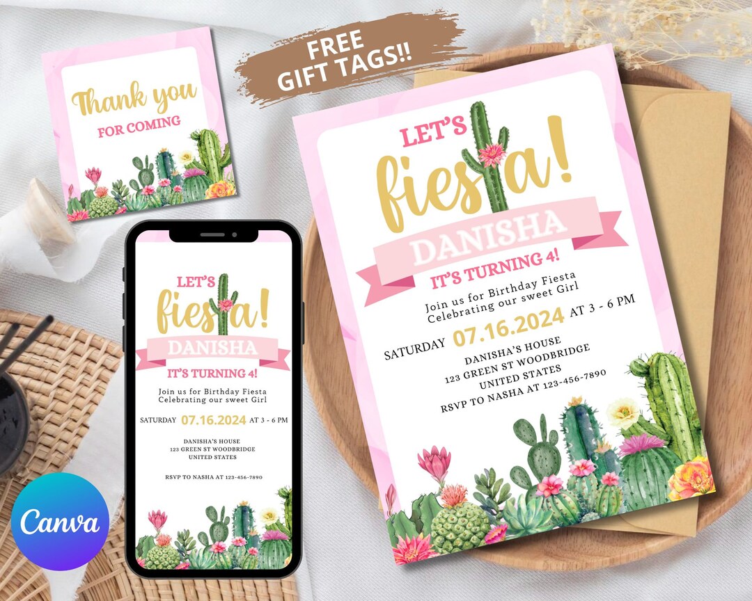 Fiesta Invitation, Mexican Fiesta Theme, Mexican Floral Birthday Invite ...