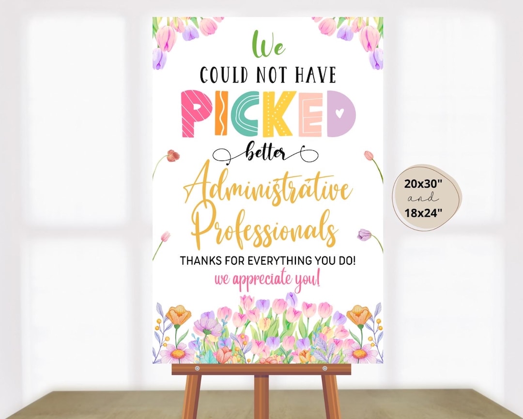 Admin Professionals Day Poster: Floral Appreciation Sign (digital ...