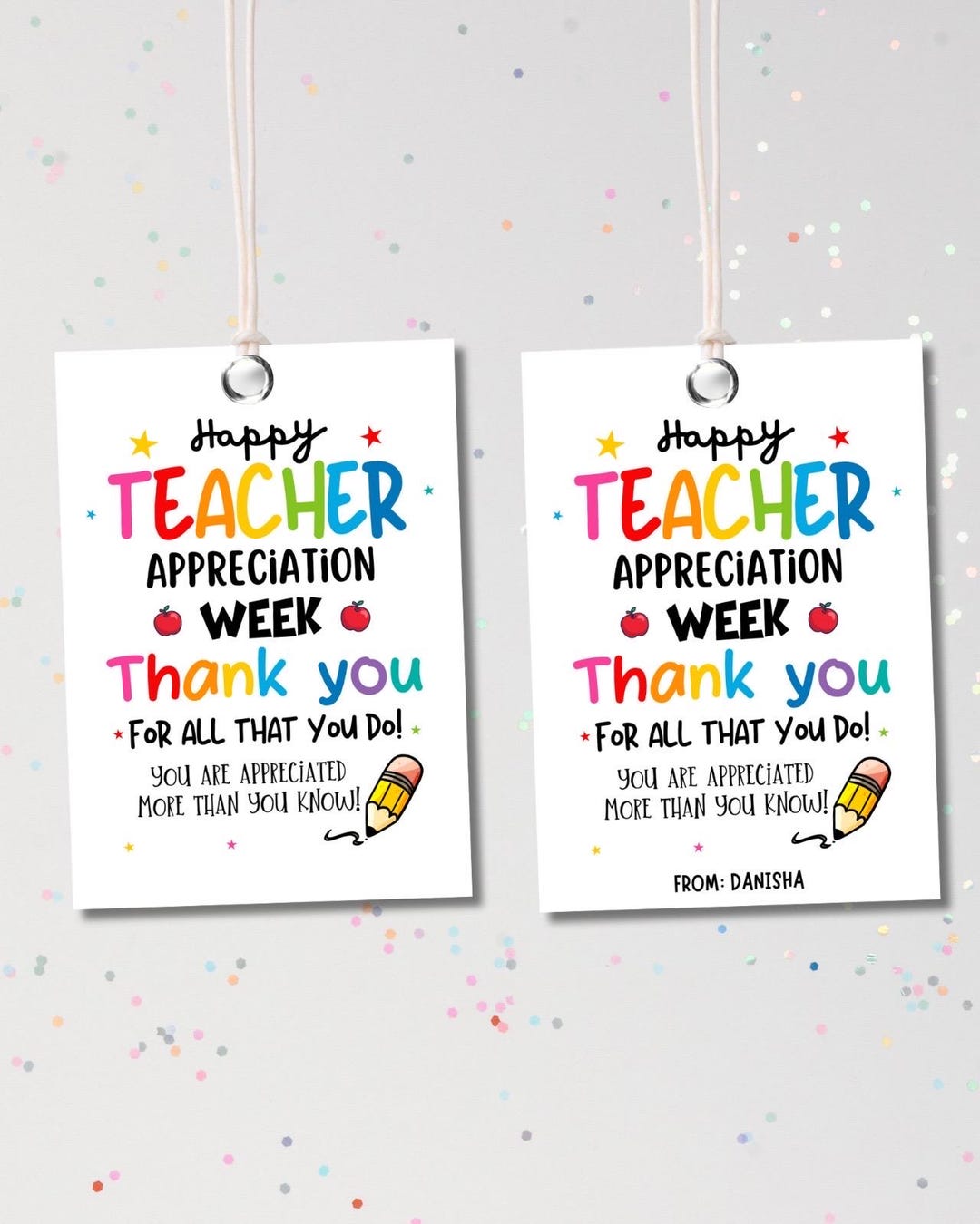 Teacher Appreciation Gift Tags, Thank You Teacher Gift Tag Teacher ...