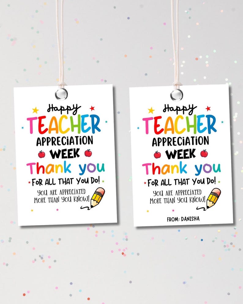 Teacher Appreciation Gift Tags, Thank You Teacher Gift Tag Teacher ...