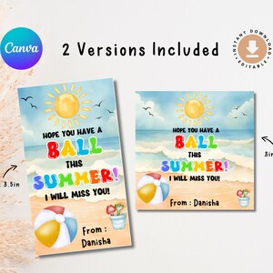 Beach Ball Gift Tag, End of School Year Gift for Students, Last Day of ...