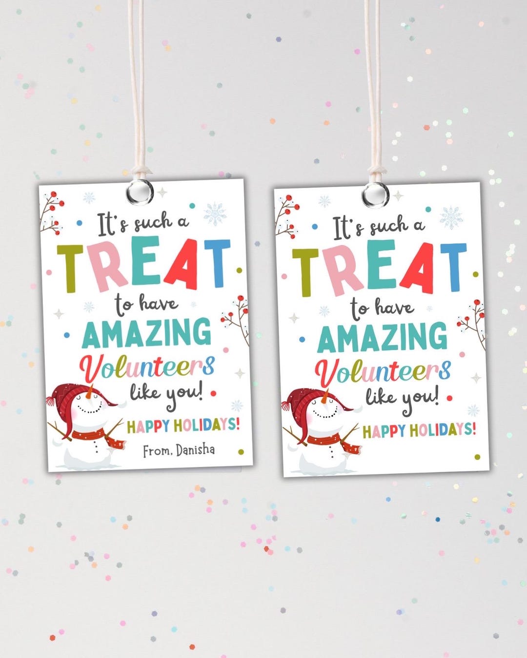 Volunteer Holiday Treat Tags, Printable Gift Tags (digital Download) - Etsy