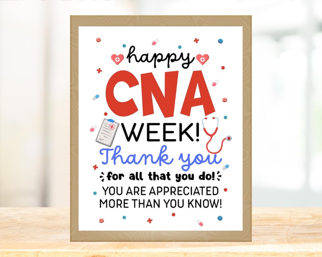 CNA Appreciation Week Sign: Printable Thank You Decor (PDF Download) - Etsy