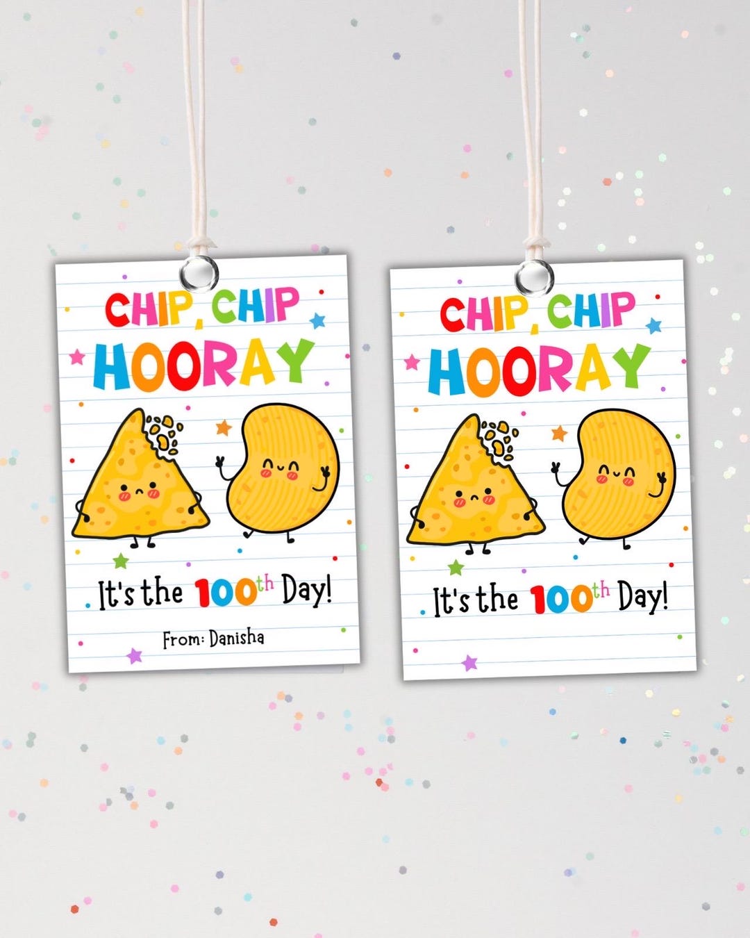 100 Days of School Printable Tag Classroom Snack Tag Chip Bag Tags Gift ...