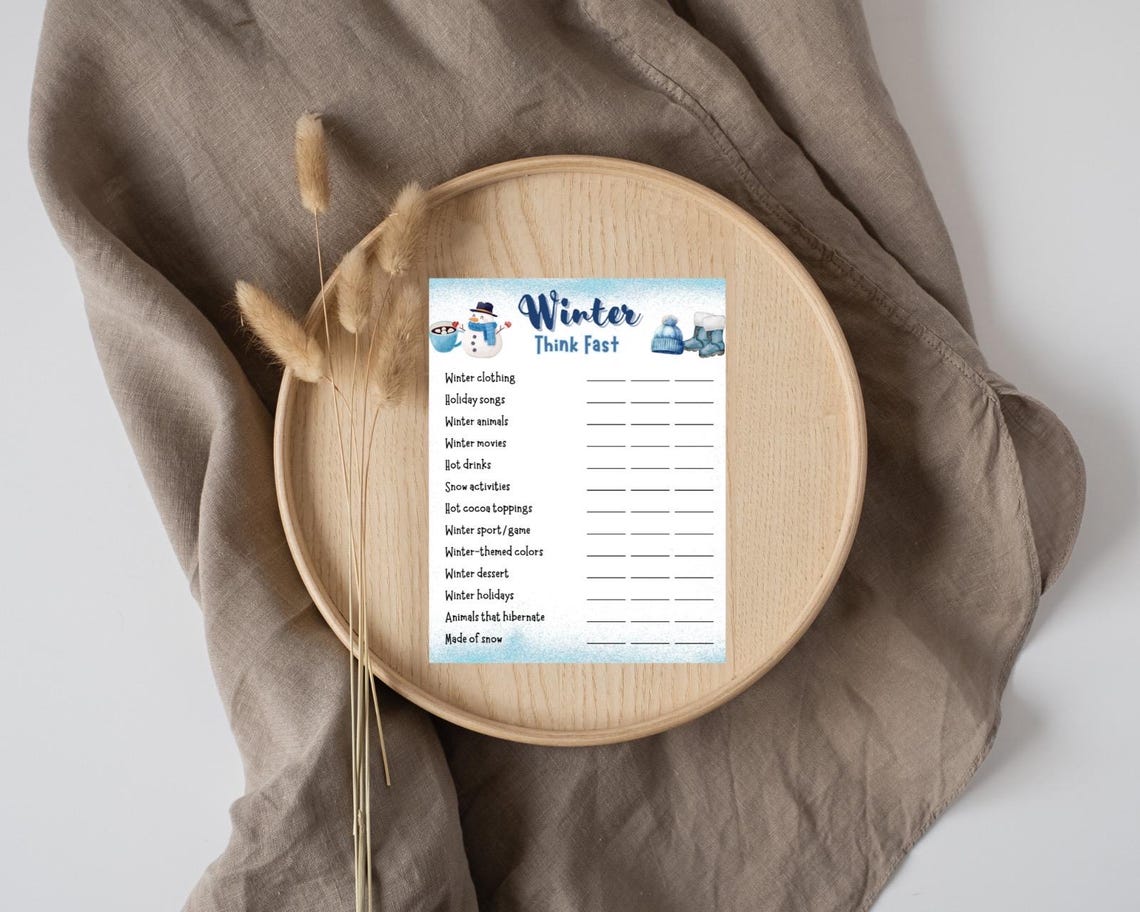 Winter Trivia Game, Think Fast Game, Winter Printable Games, Fun Winter ...