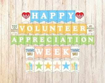 Happy Volunteer Appreciation Week Sign, Thank You Print for Pta / Pto ...