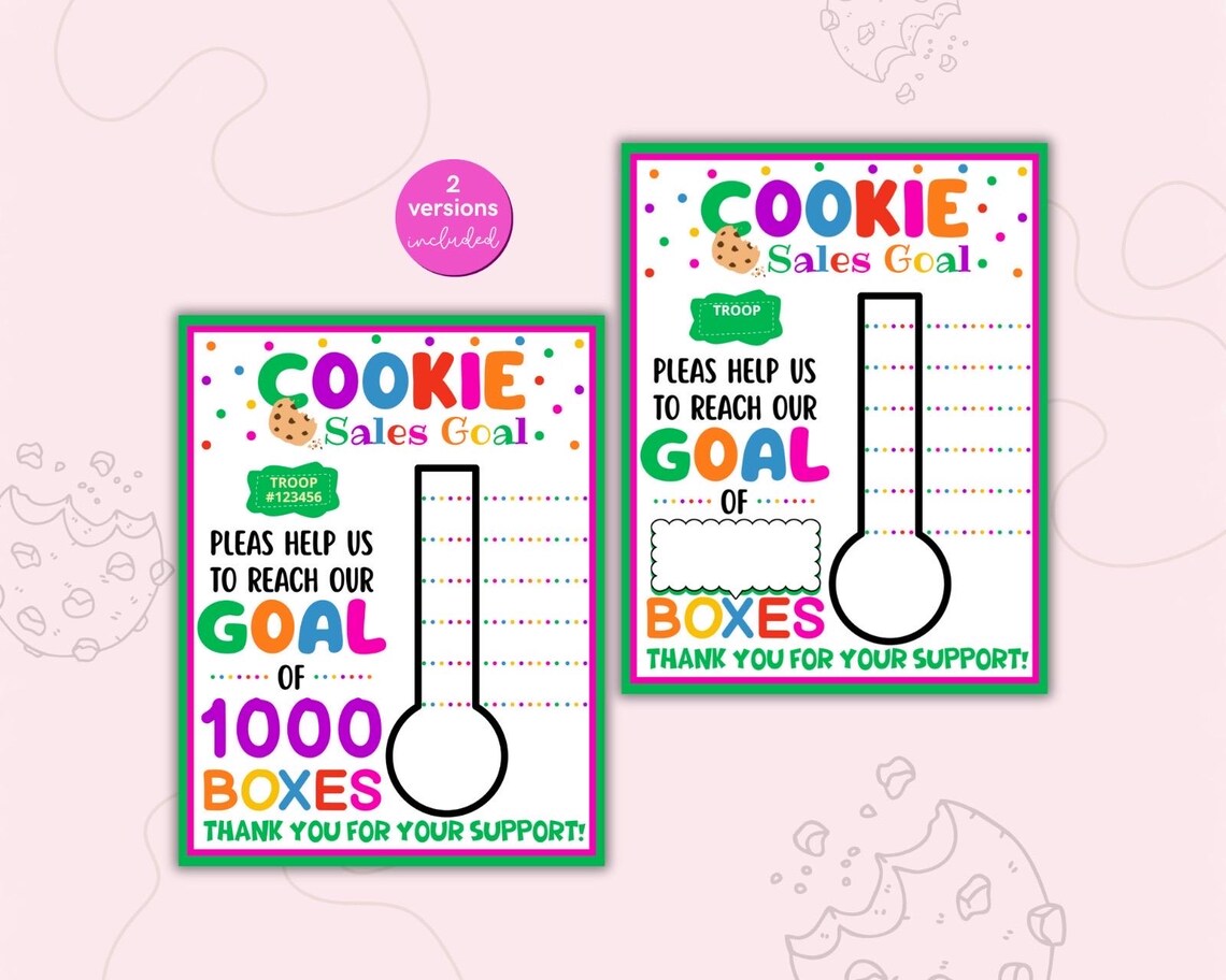 Editable Scout Cookie Goal Chart: Printable Booth Display (digital ...