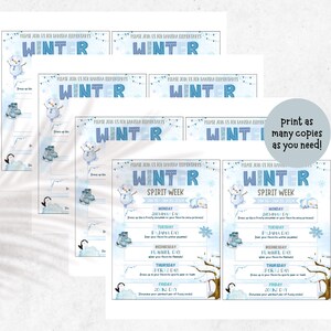 Winter School Spirit Week Flyer Editable, Winter Itinerary Schedule ...
