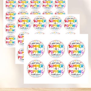 End of School Year Gift Tags Hope Your Summer is Popping With Fun Round ...