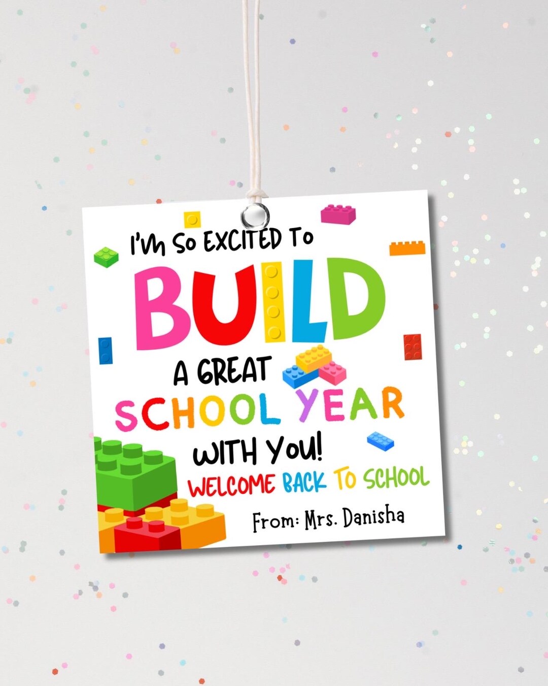 Back to School Building Blocks Gift Tags, Students Classmates Classroom ...