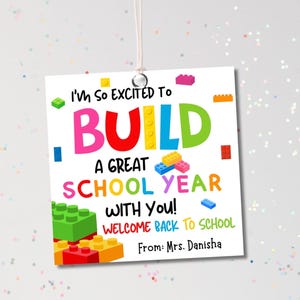 Back to School Building Blocks Gift Tags, Students Classmates Classroom ...