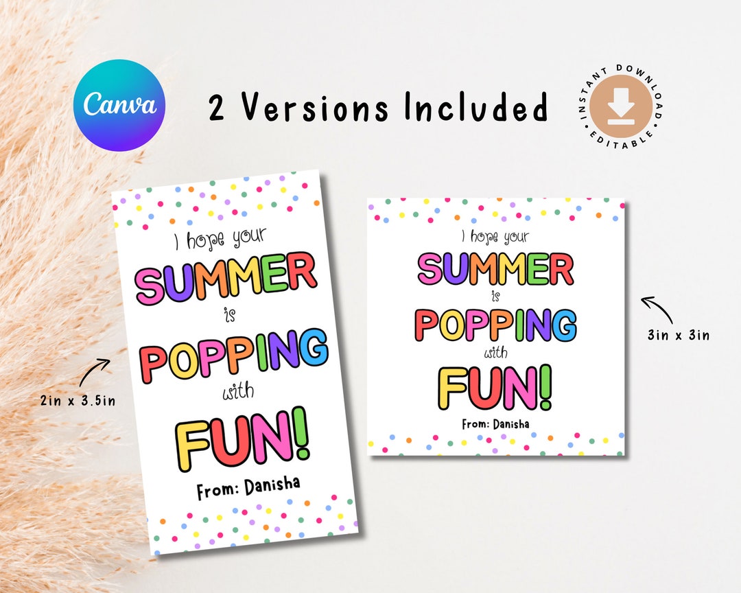 Hope Your Summer is Popping With Fun Pop It Tag, End of Year Popcorn ...