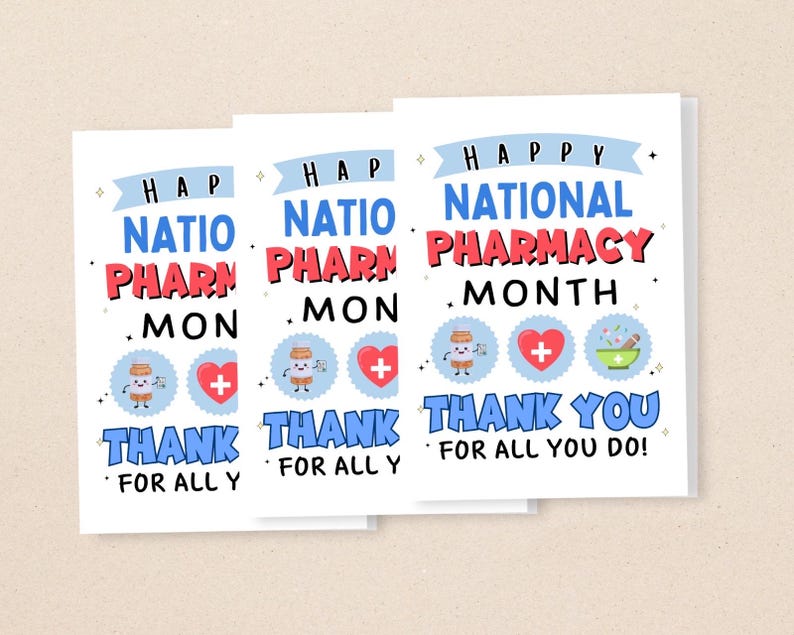 National Pharmacy Month Card Printable, Pharmacy Month Gift, Pharmacy ...