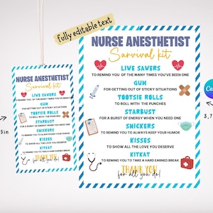 Nurse Anesthetist Survival Kit , Printable Nurse Anesthetist Week Tags ...
