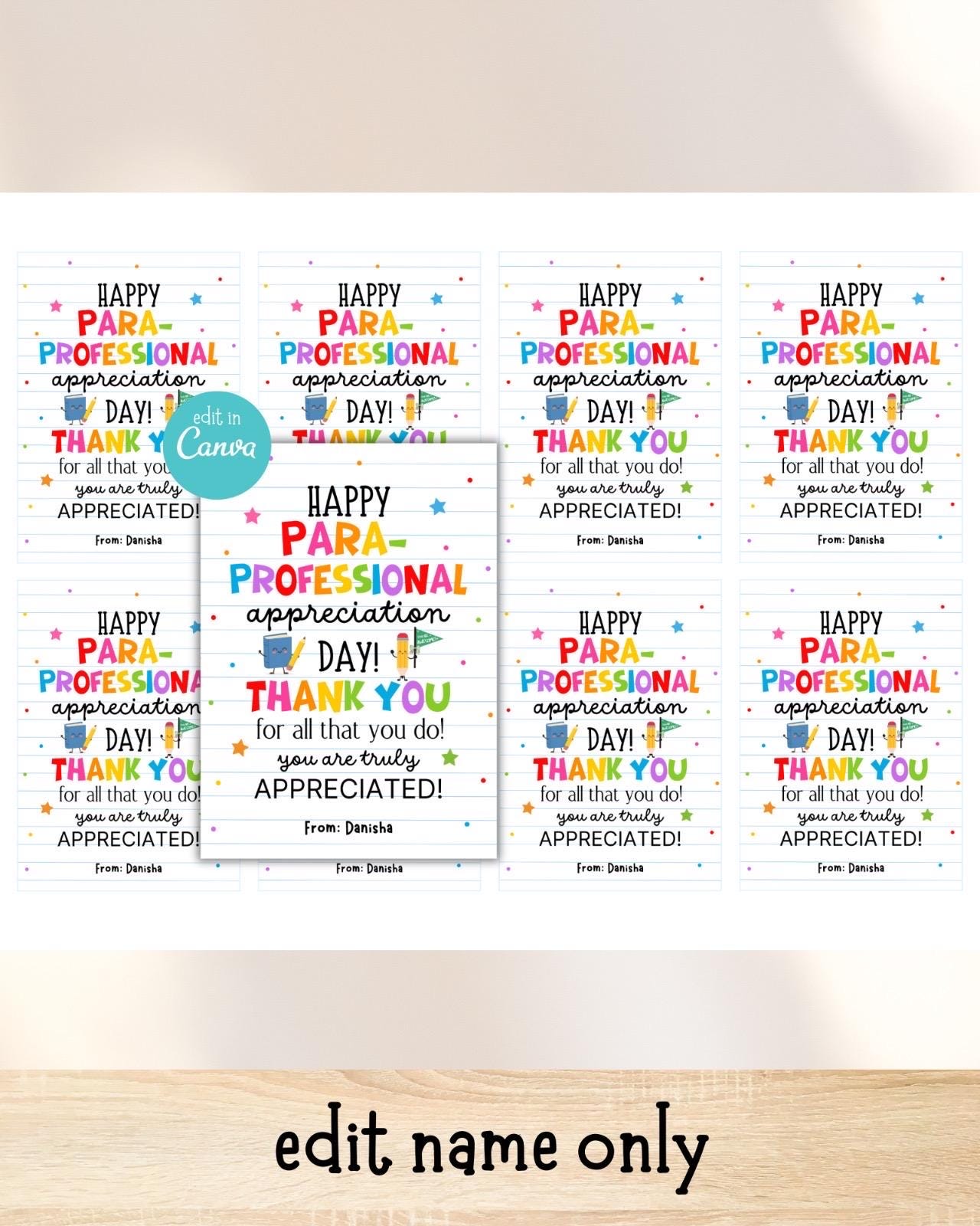 Paraprofessional Appreciation Day Tag: Printable Thank You Label ...