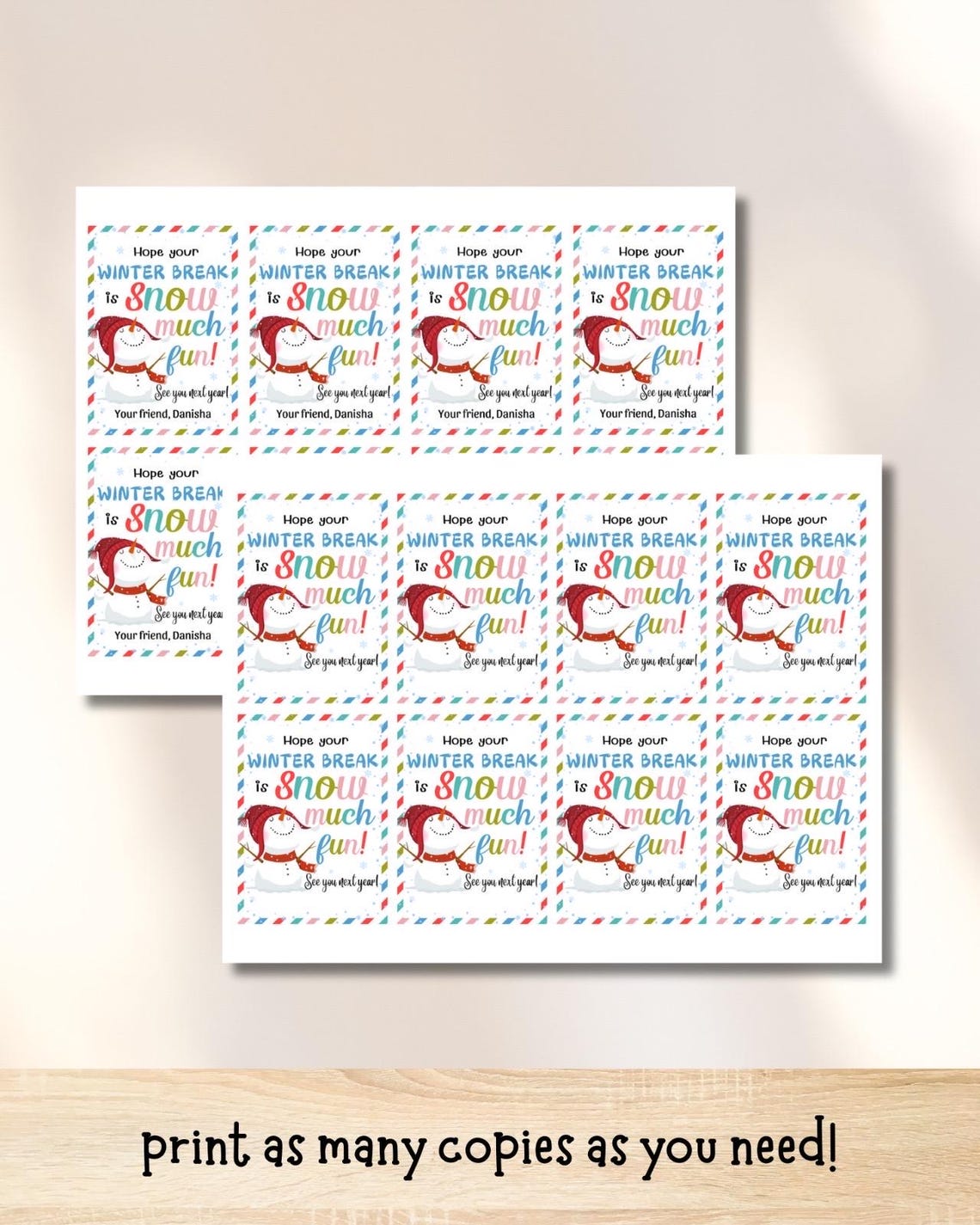 Hope Your Winter Break is Snow Much Fun Printable Tag,winter Break Tag ...