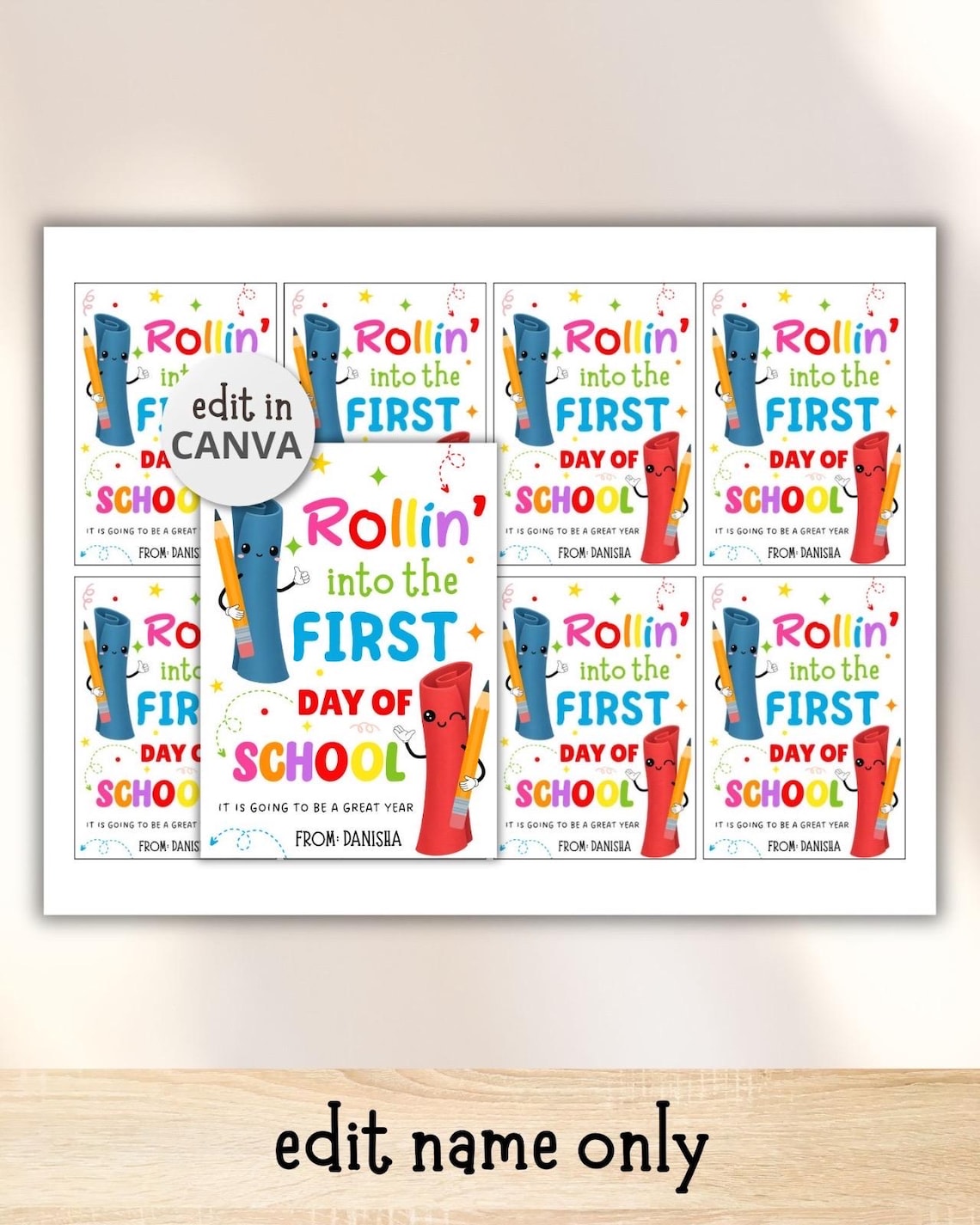 First Day of School Fruit Roll-up Tags: Printable Treat (digital ...