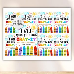 End of School Year Crayon Gift Tag: Editable Teacher Favor (digital ...
