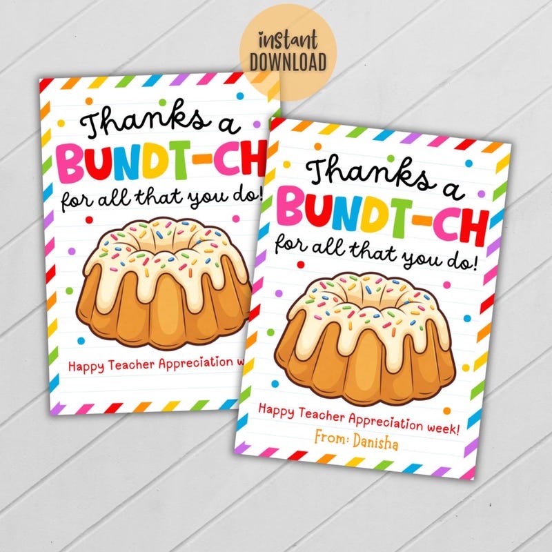 Bundt Cake Tags for Teacher Appreciation - Etsy
