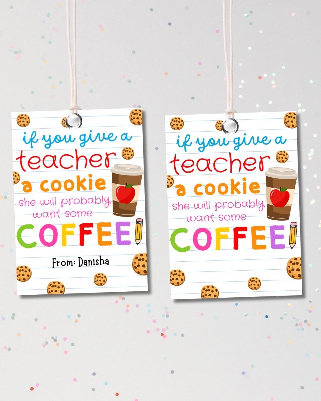 Teacher Cookie Gift Tag: Printable Back to School Favor (PDF Template ...