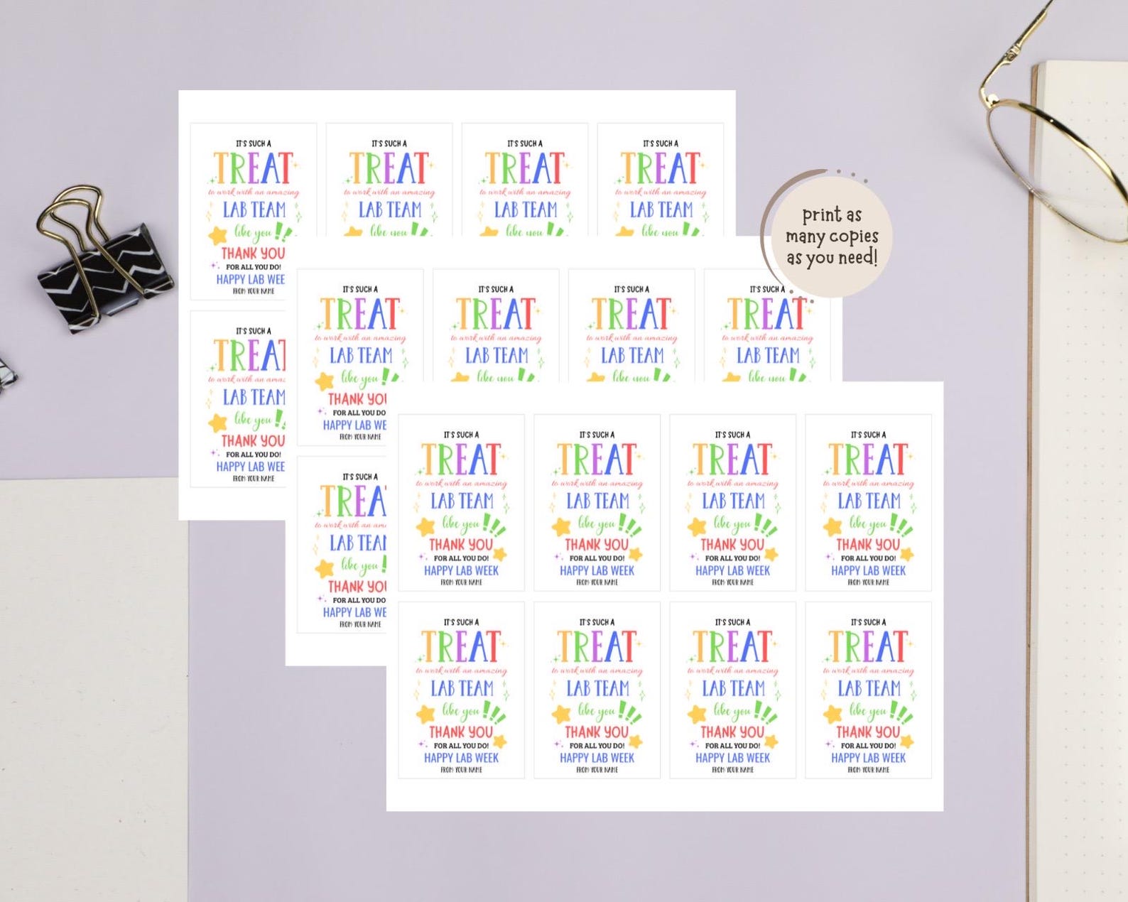 Lab Week Appreciation Gift Tags: Printable Thank You Card (PDF) - Etsy