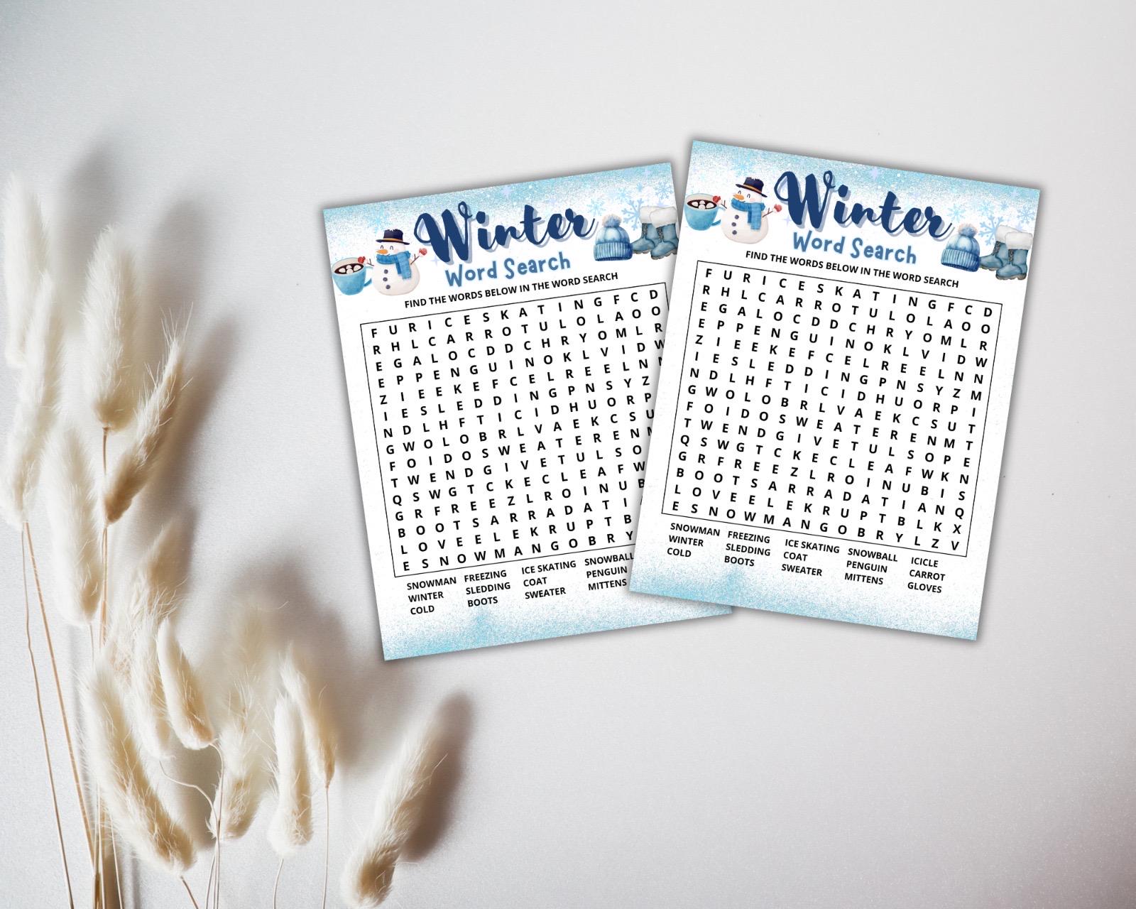 Winter Word Search, Printable Winter Games, Wintertime Activities ...