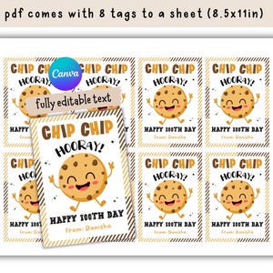Happy 100th Day of School Cookie Treat Gift Tags, One Hundred Days of ...