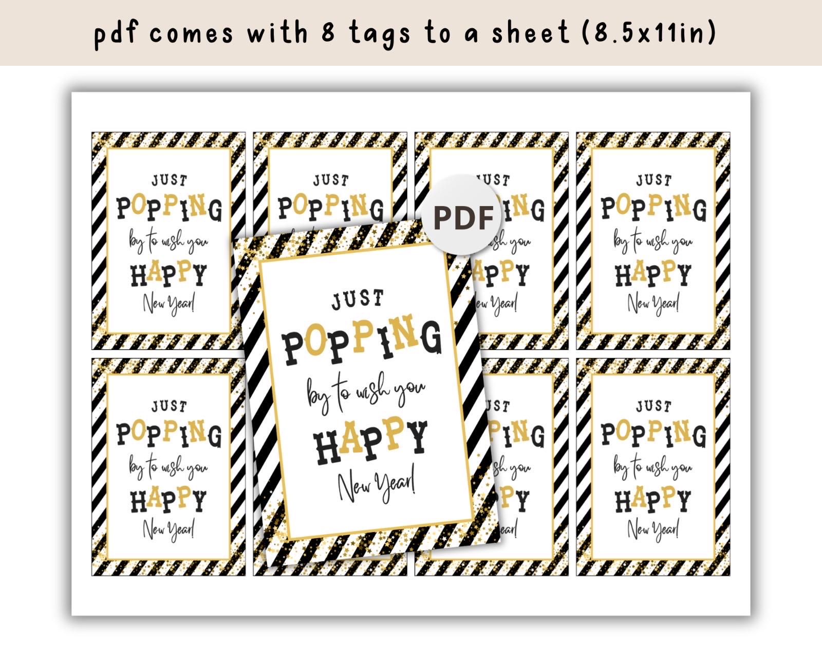 Happy New Year Gift Tag Printable, Popping by to Wish You Happy New ...