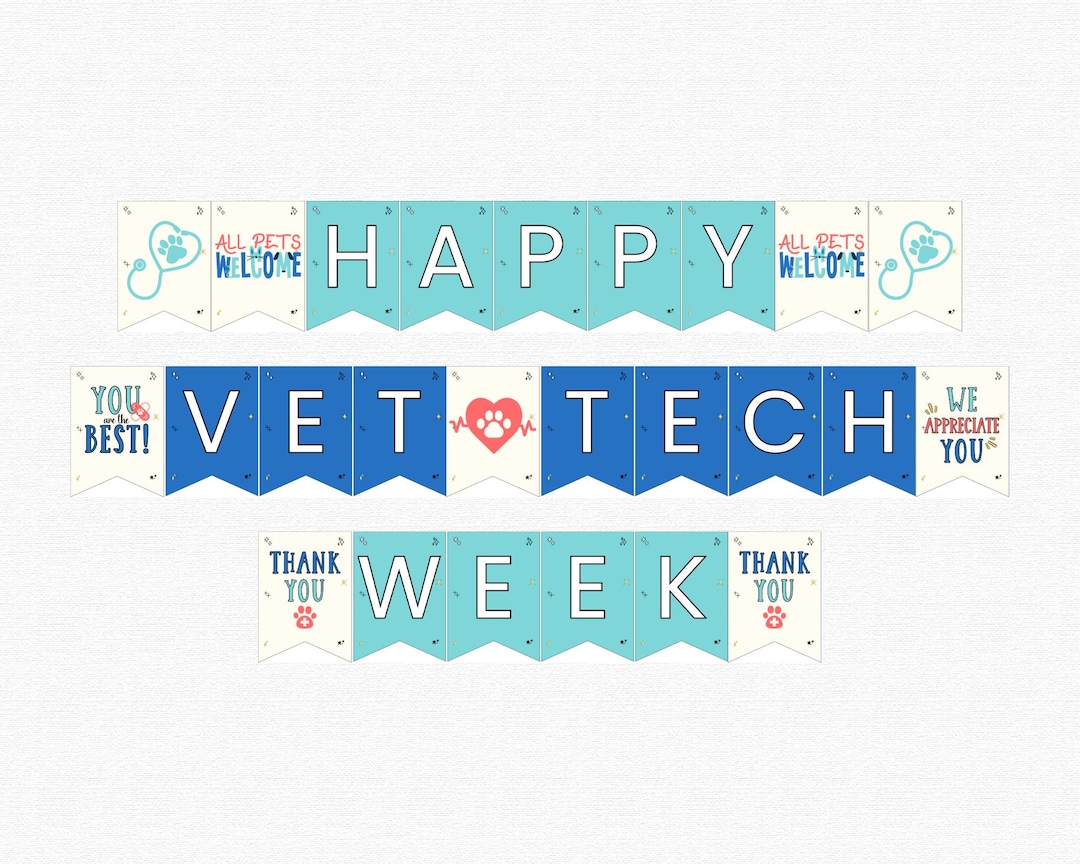 Happy Vet Tech Week Banner Vet Technician Week Sign Printable ...