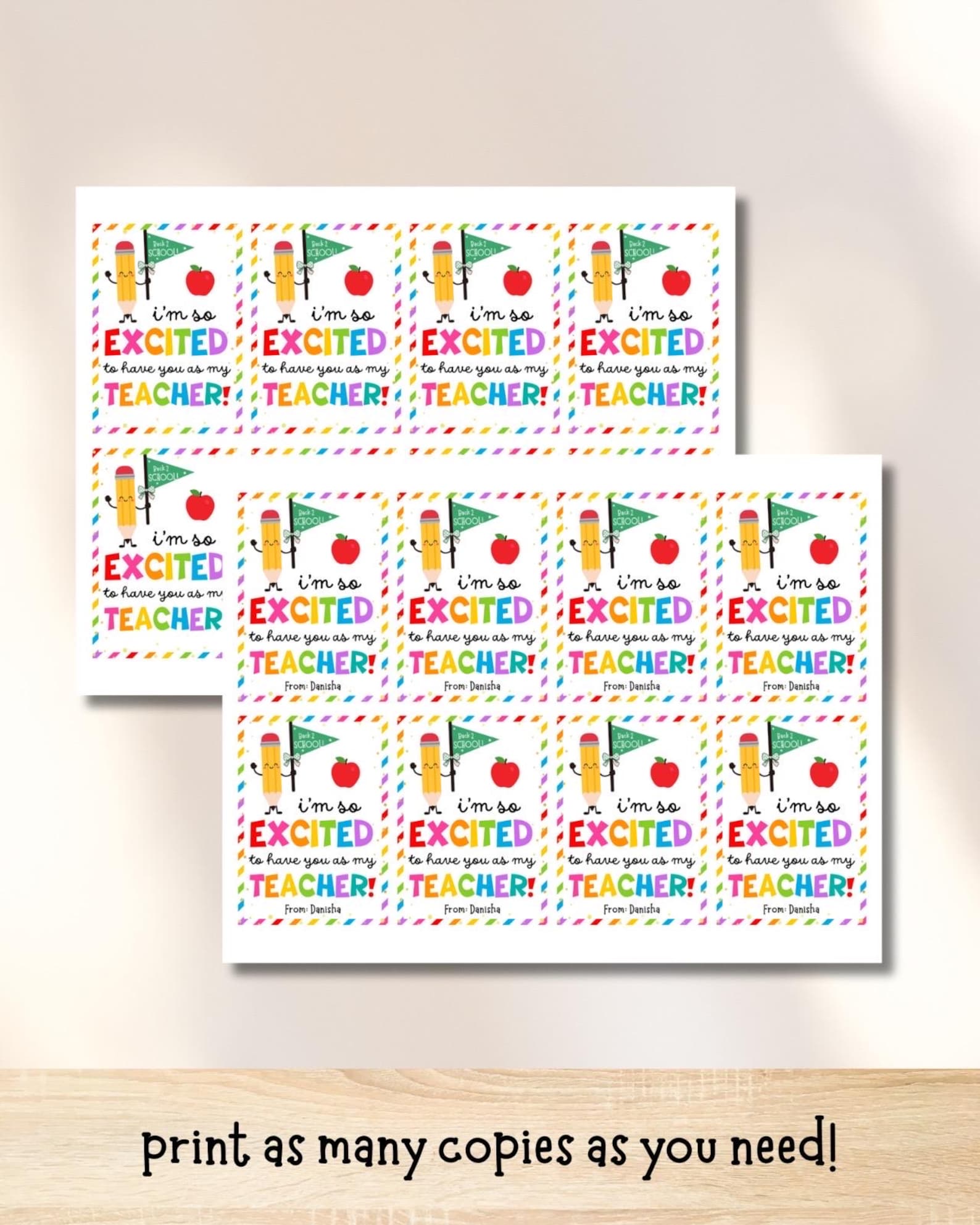 I'm so Excited to Have You as My Teacher Tag, Printable First Day of ...