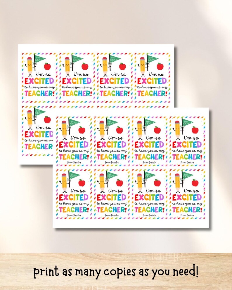 I'm so Excited to Have You as My Teacher Tag, Printable First Day of ...