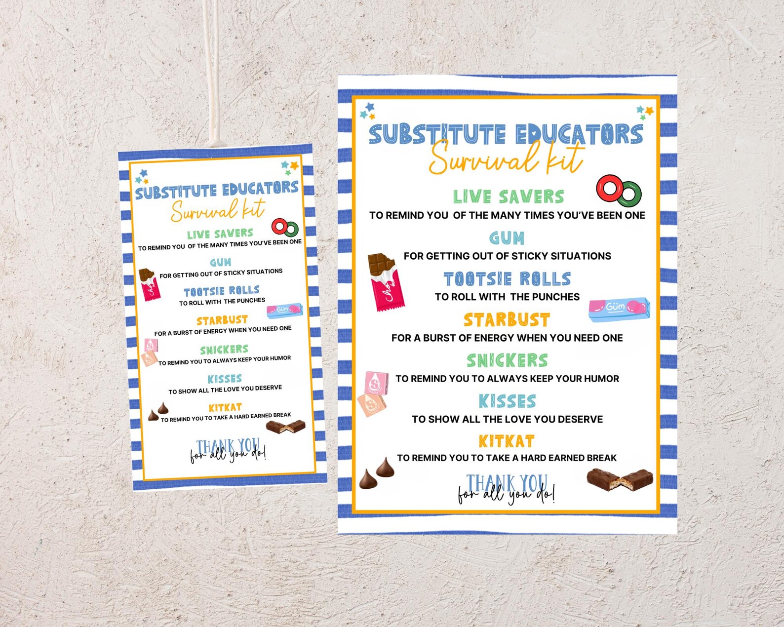 Substitute Teacher Survival Kit Gift Tags, Teacher Appreciation and ...