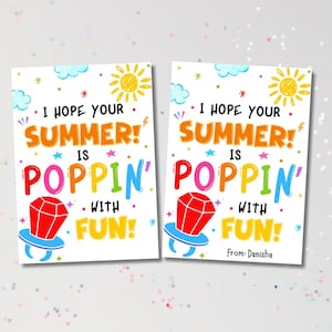 Editable Summer Candy Ring Gift Tag: End of School Favor (PDF) - Etsy