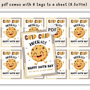 Happy 100th Day of School Cookie Treat Gift Tags, One Hundred Days of ...
