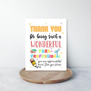 Paraprofessional Day Sign Printable, Paraprofessional Gifts ...