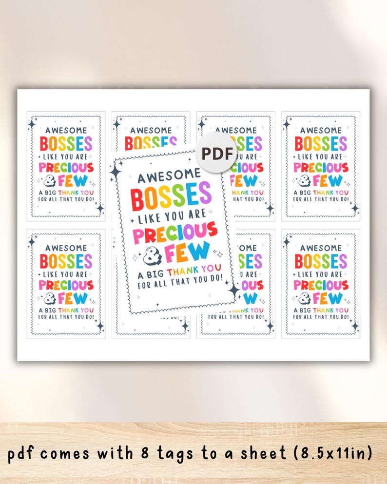 Boss’s Day Gift Tags Printable: Thank You Appreciation for Manager or ...