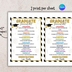 EDITABLE Graduation Survival Kit, After Graduation Survival Kit ...