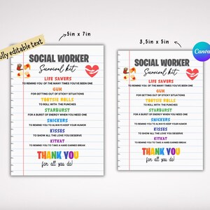 Social Worker Survival Kit Gift Tags: Appreciation Day Card (digital ...