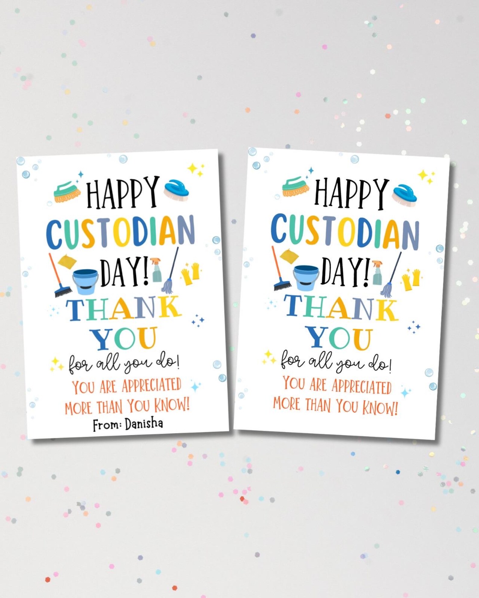 School Custodian Appreciation Gift Tag, Printable Thank You School ...