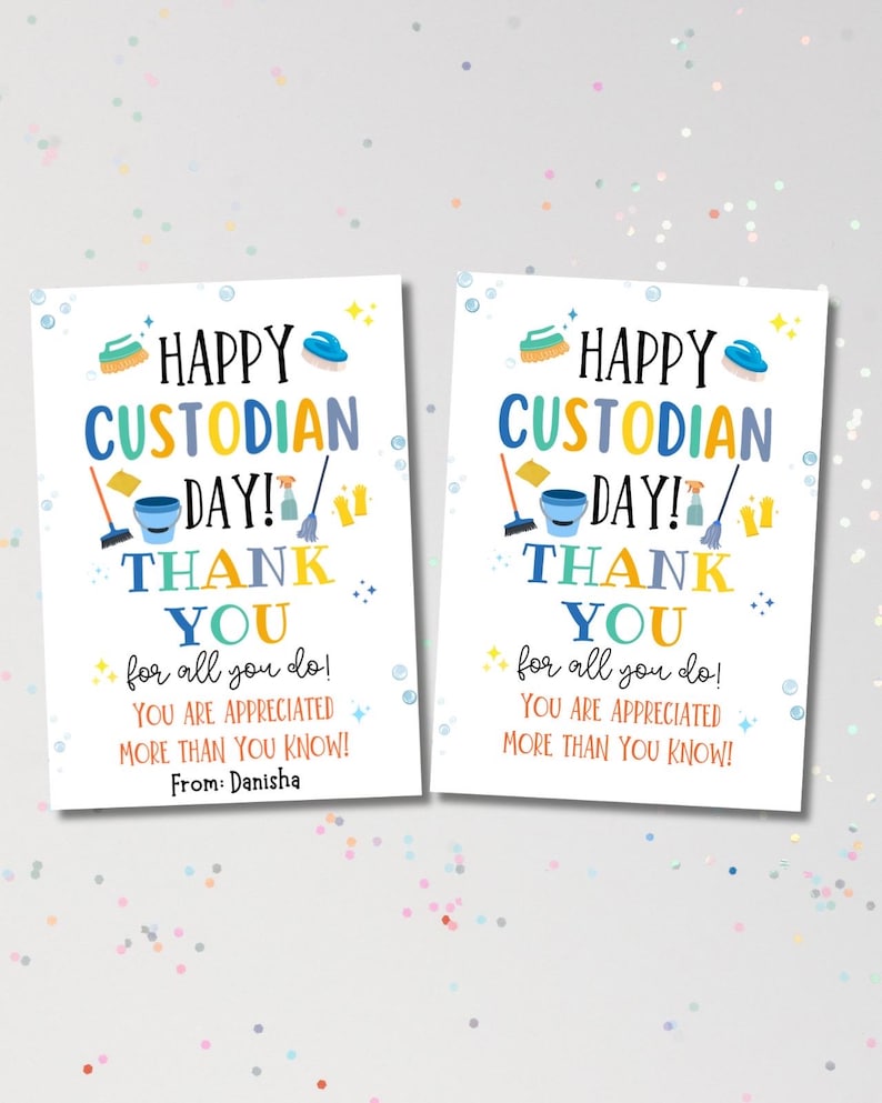 School Custodian Appreciation Gift Tag, Printable Thank You School ...