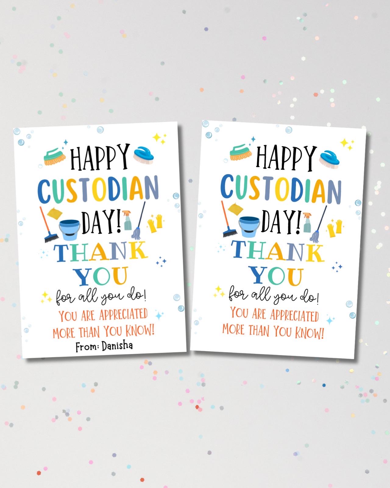 School Custodian Appreciation Gift Tag, Printable Thank You School ...